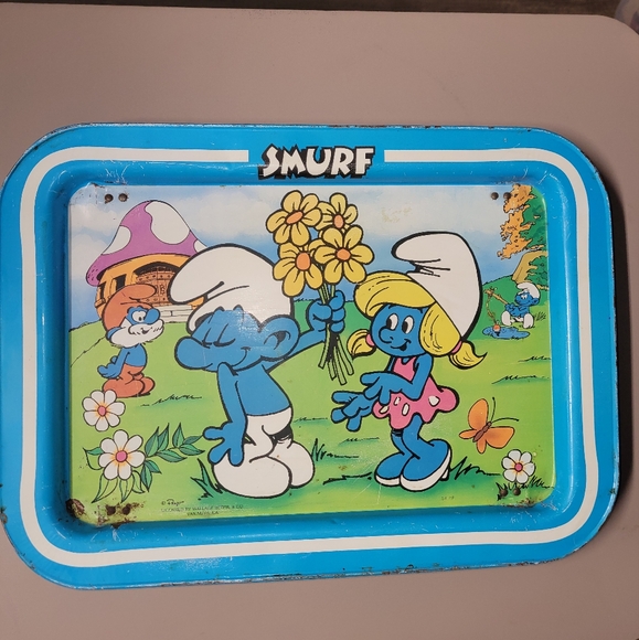Dining | Vintage Metal Smurf Folding Tv Table Or Tray It Is Approx 17 ...